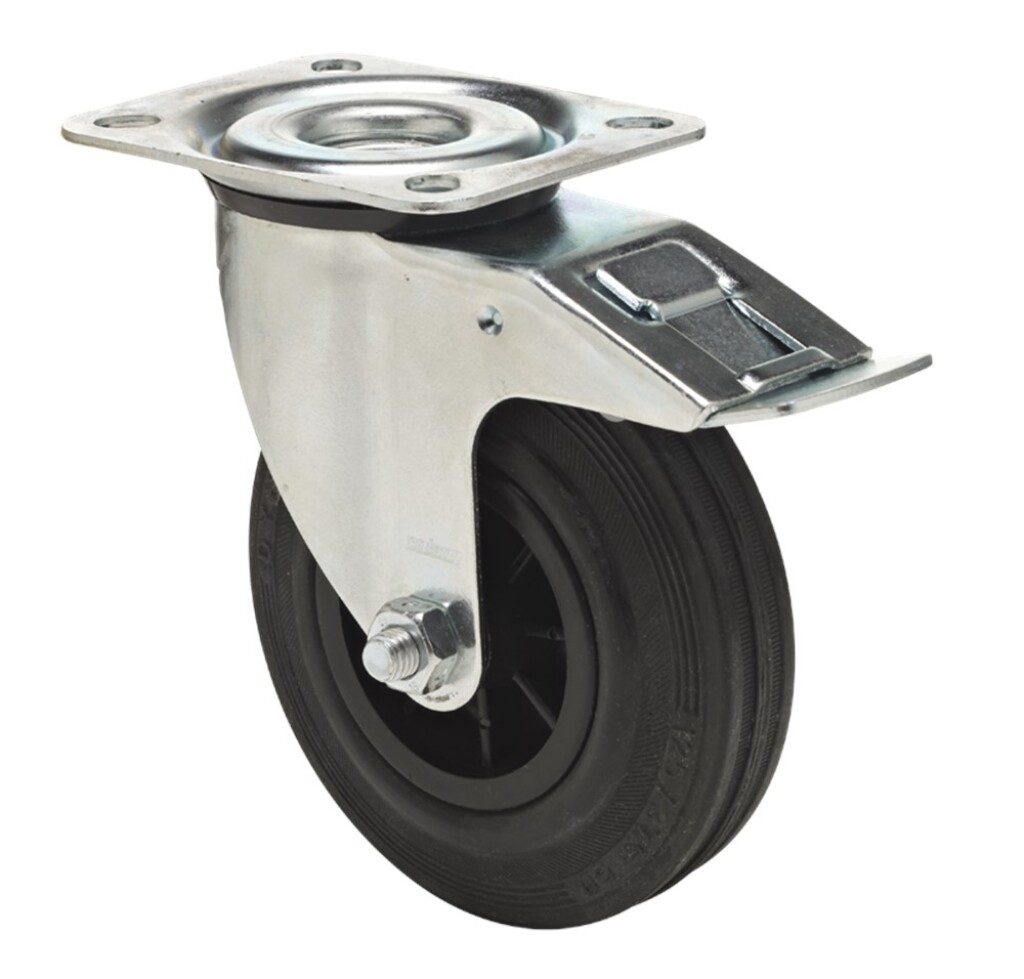 BPPM 1251 2100 Colson Zwenkwiel met rem, Zwart rubberband 85 Shore A ...