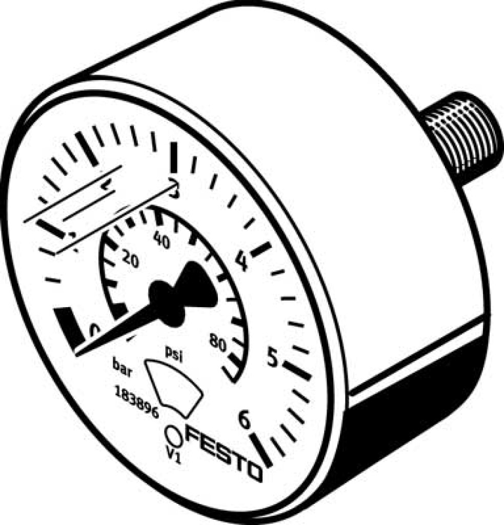 MA-23-6-R1/8 FESTO 183896 Manometer kast 23mm messing 0 t/m 6bar R1/8 ...