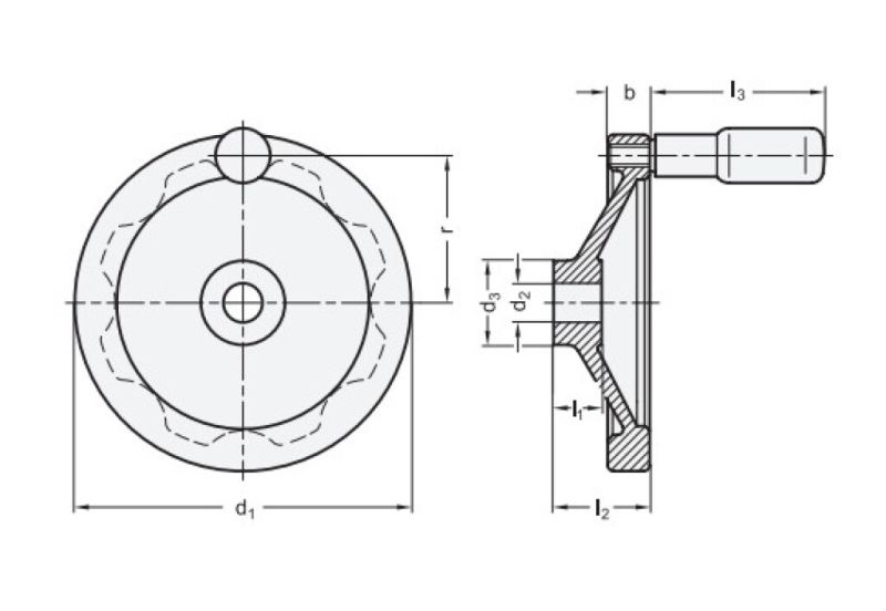 GN 321-125-B14-A Ganter Schijfhandwiel zonder hangreep | BI02225